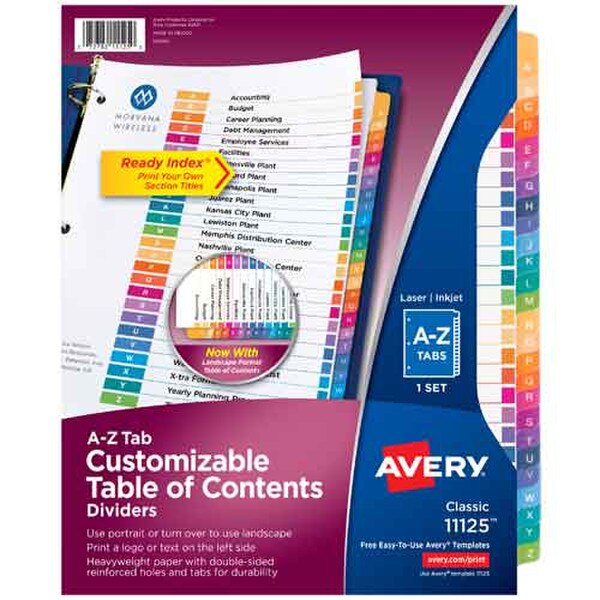 Avery Dividers, A-Z Tabs, Assorted Colors Wildcat Store